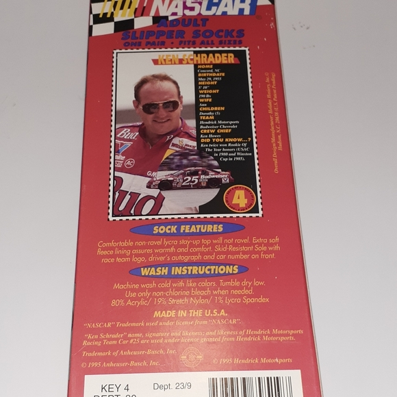 Nascar | Underwear & Socks | Nascar Budweiser Ken Schrader Socks Race ...